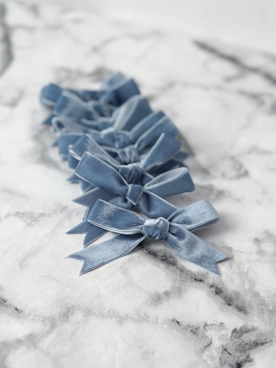 Dusty Blue Velvet Bow Pretied Bows for Gifts Bow Wedding Favor Bag Tied ...