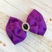 Ruffled Deep Purple Hair Bow, Bow With Rhinestone Center, Formal Hair ...