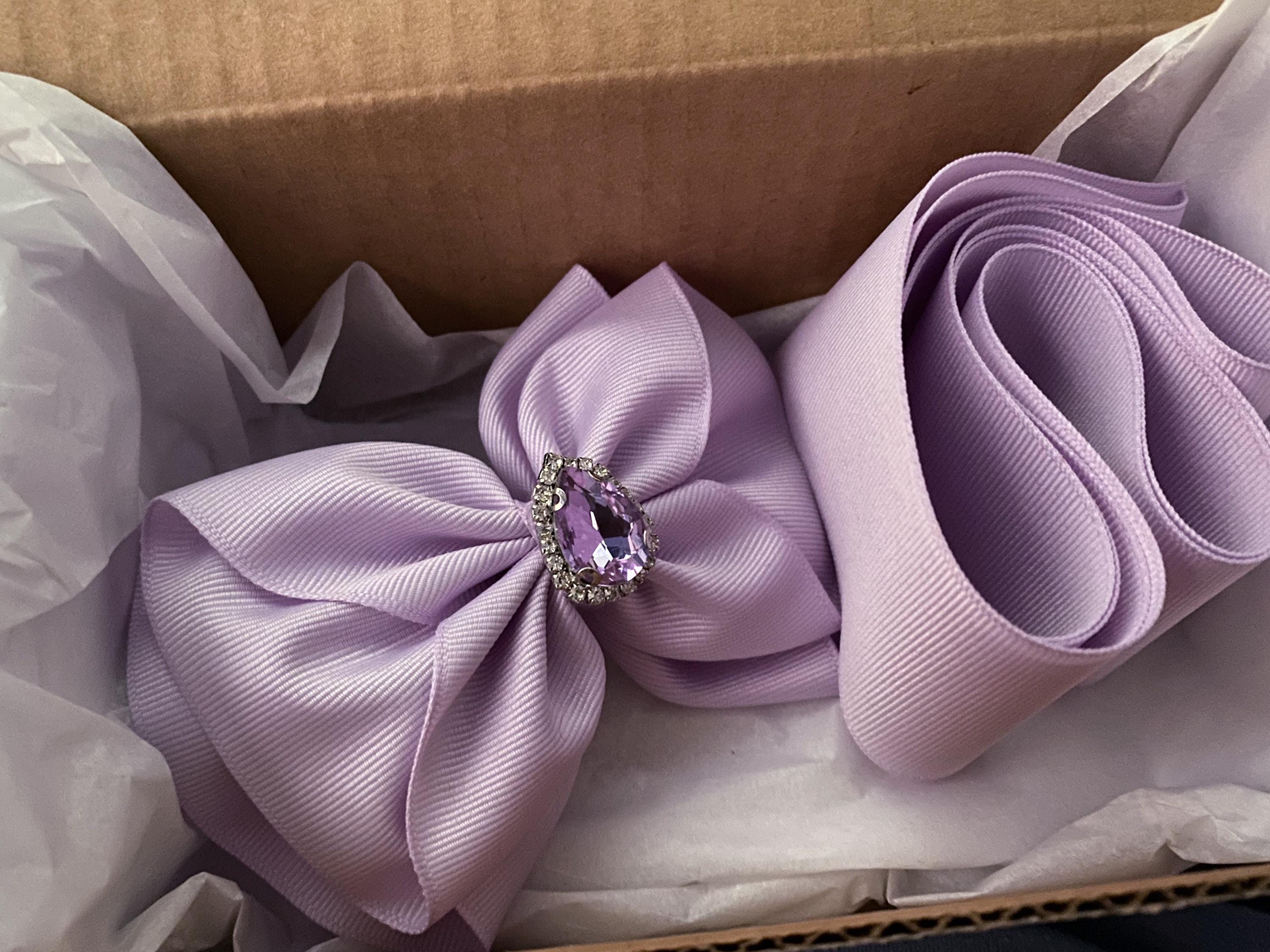 Light Purple Pageant Hair Bow Rhinestone Ruffled Hair Bow Purple Glitz ...