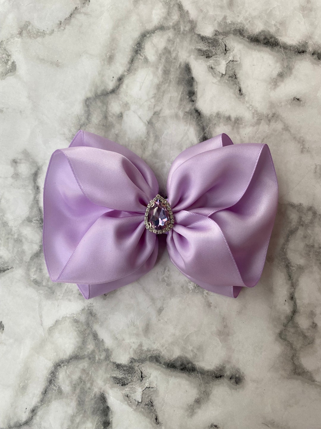 Light Purple Pageant Hair Bow, Rhinestone Ruffled Hair Bow, Extra Large ...