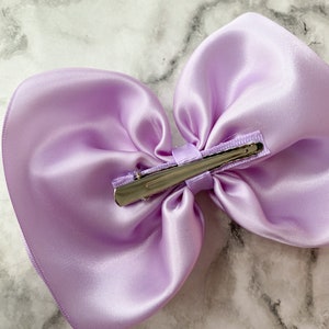 Light Purple Pageant Hair Bow, Rhinestone Ruffled Hair Bow, Extra Large ...