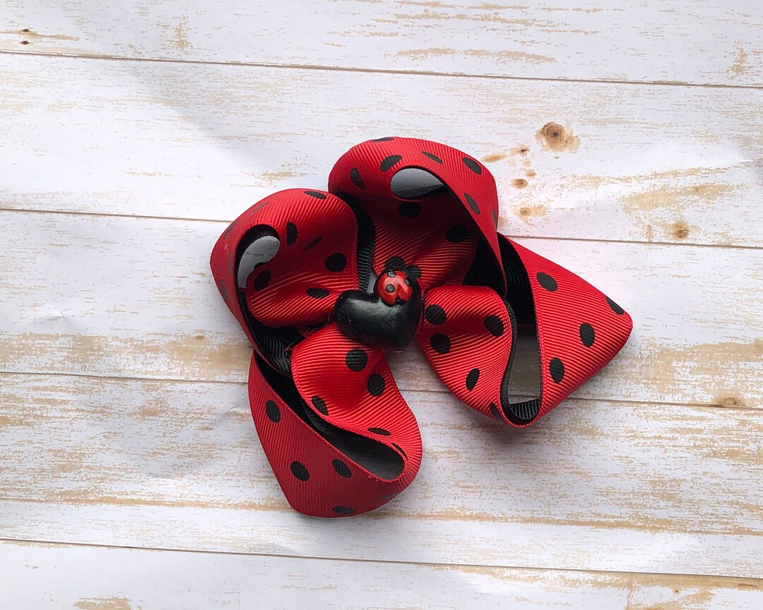 Lady Bug Hair Bow Polka Dots Big Hair Bow for Toddlers and Big Kids ...