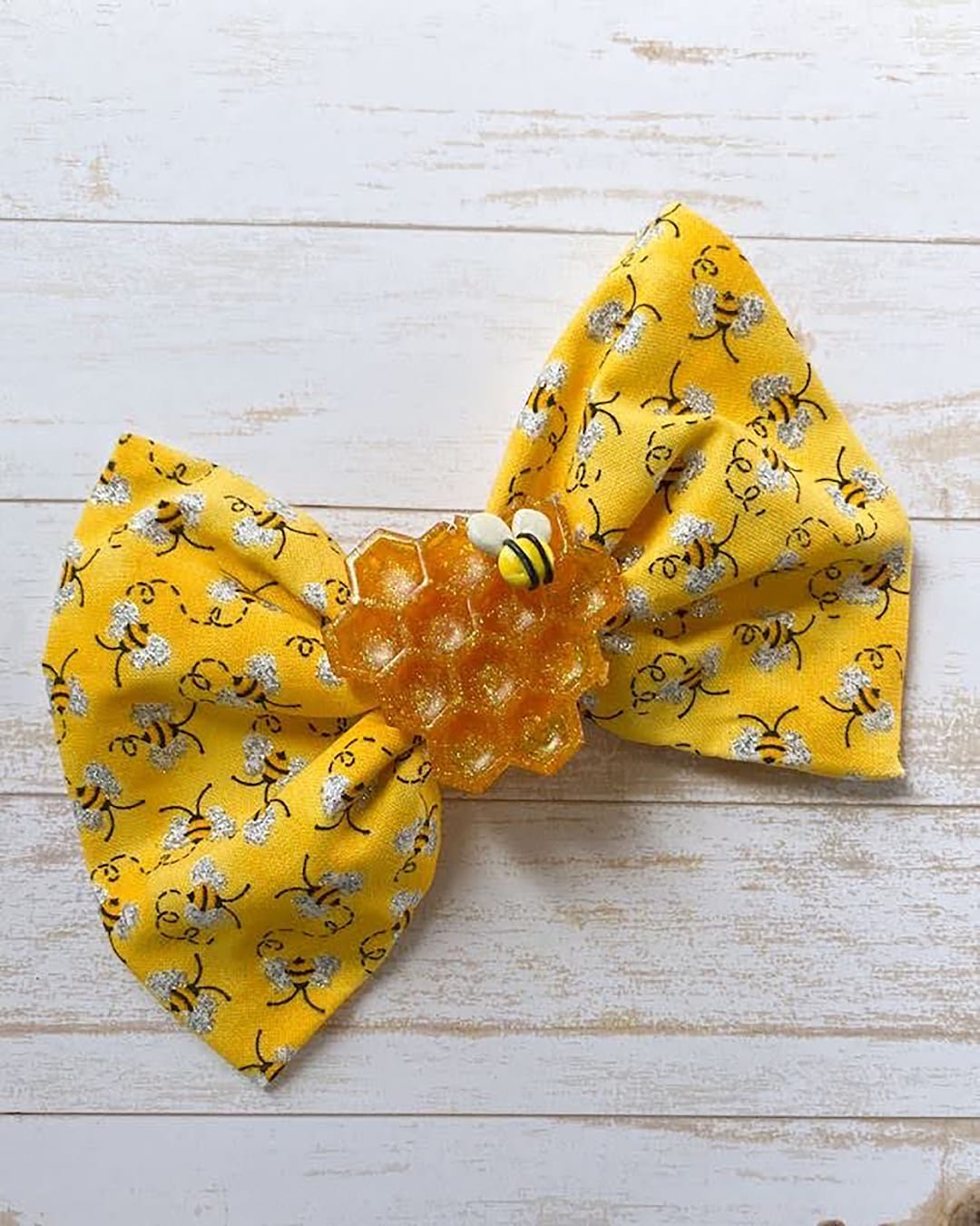 Honey Bee Hair Bow, Bee-day Girl Outfit, Yellow Hair Bow, Honey Comb ...
