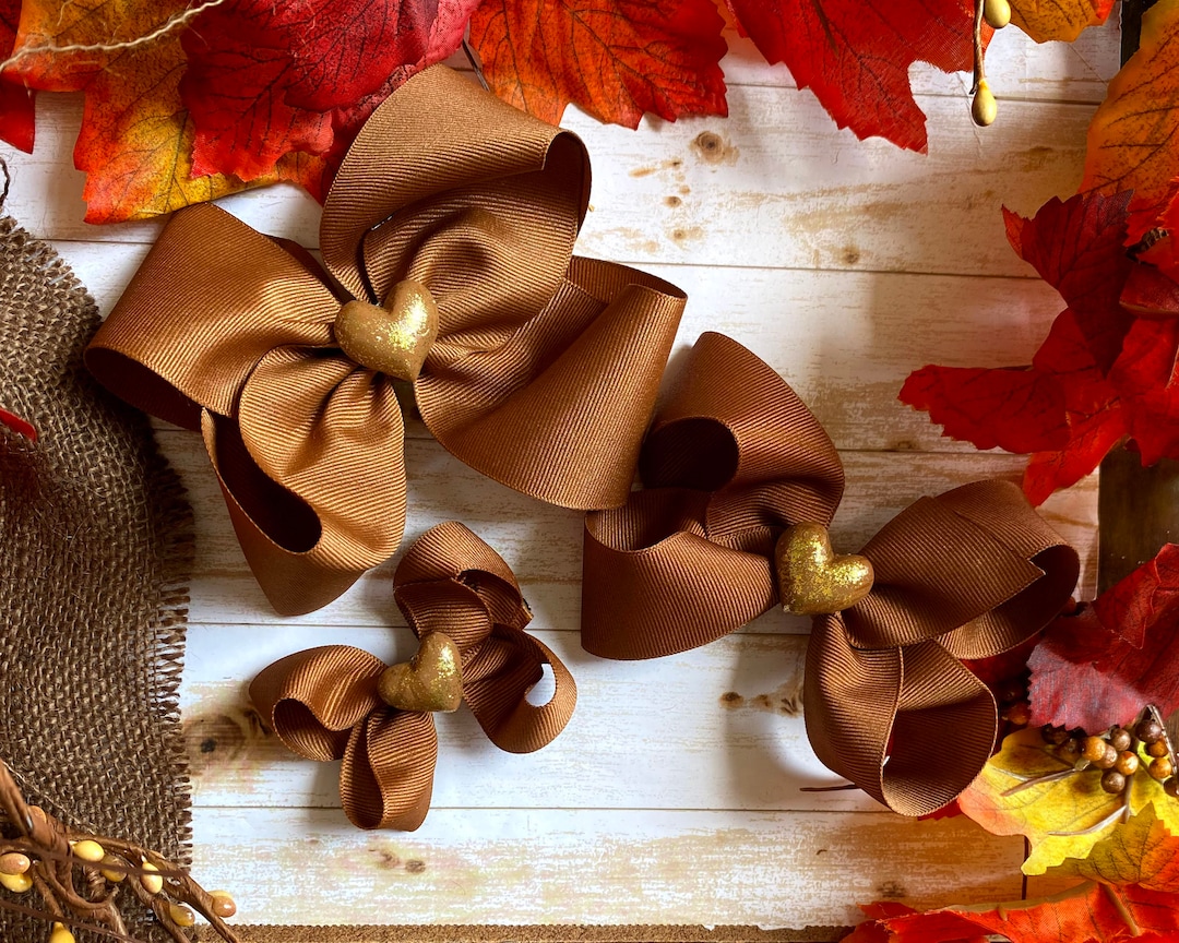 Solid Brown Hair Bow, Three Sizes Hair Bow, Matching Sister Hair Bows ...