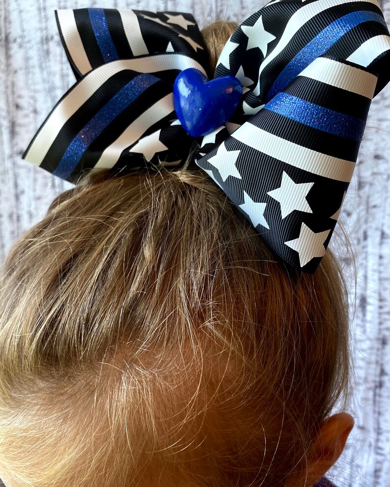 Police Hair Bow Thin Blue Line Bow First Responder Hair Bow - Etsy