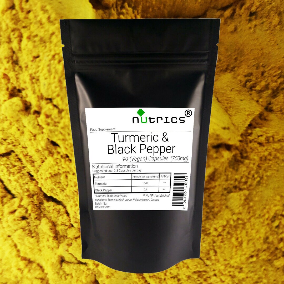 Nutrics® 750mg Turmeric Black Pepper Capsules - Etsy