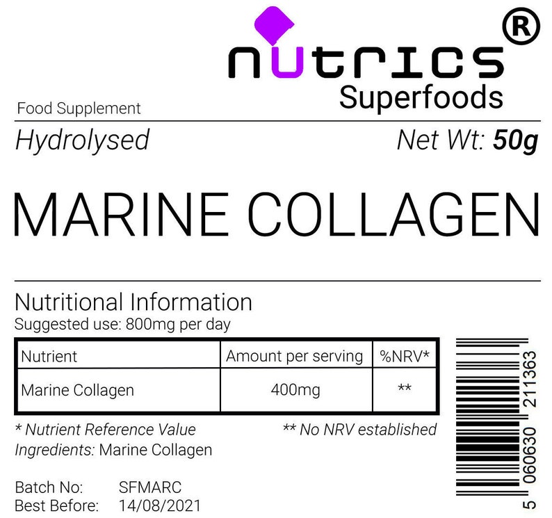 Nutrics® Collagen Powder Protein High Grade Unflavoured Hydrolysed 100 ...