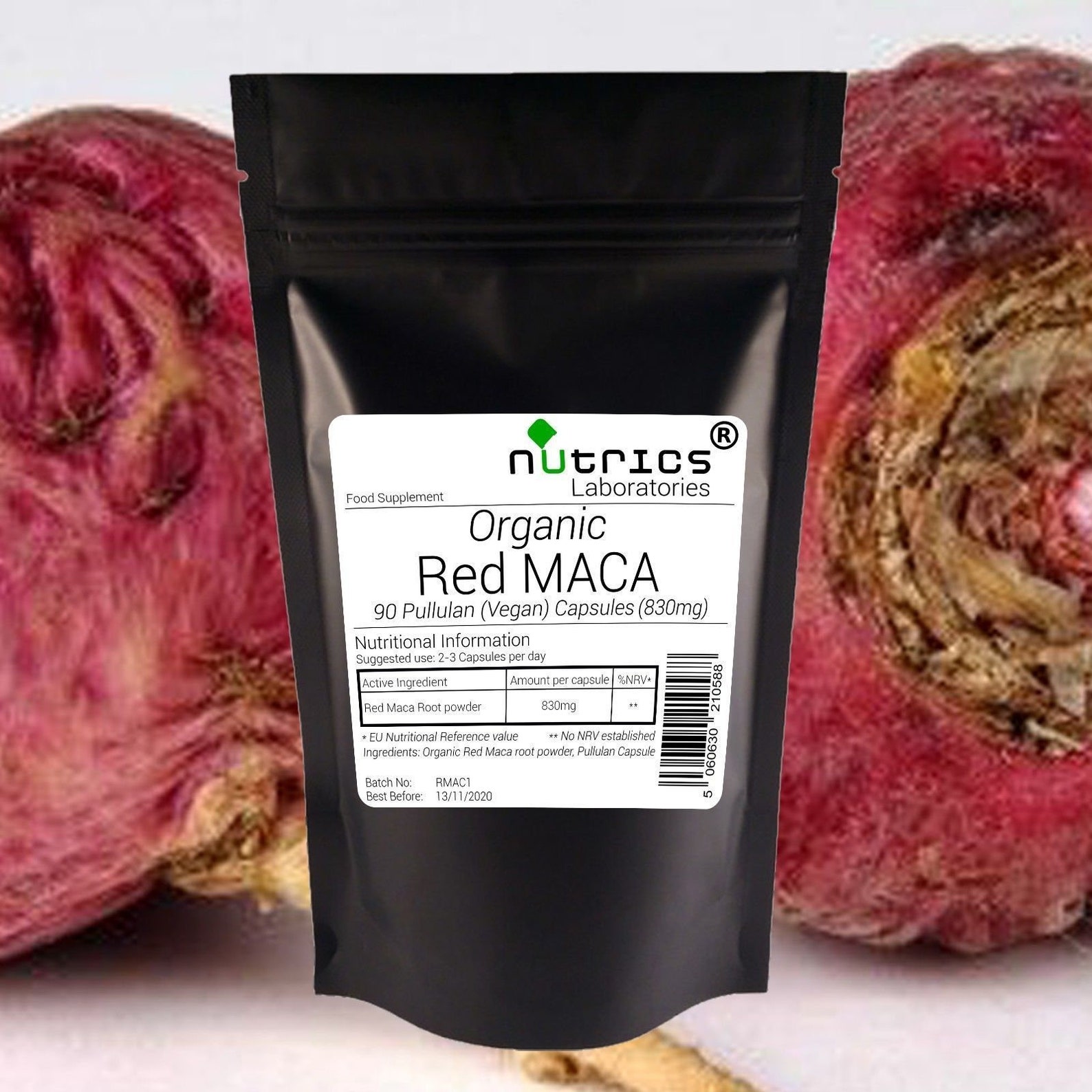 Nutrics® Organic RED MACA Root 830mg x 90 Vegan Capsules 100% | Etsy