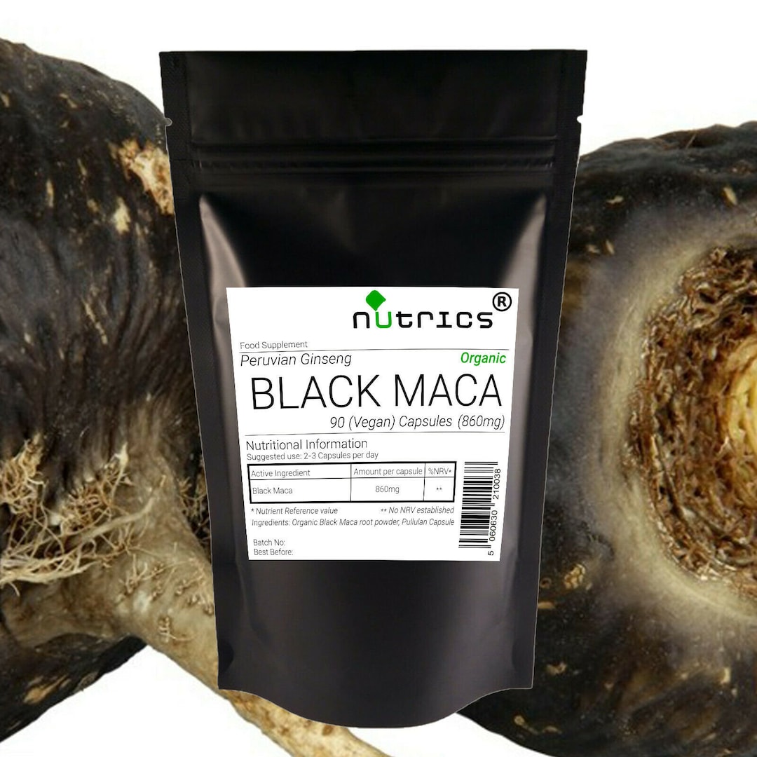 Nutrics® Organic BLACK MACA Root 860mg x 90 Capsules végétaliennes 100% ...