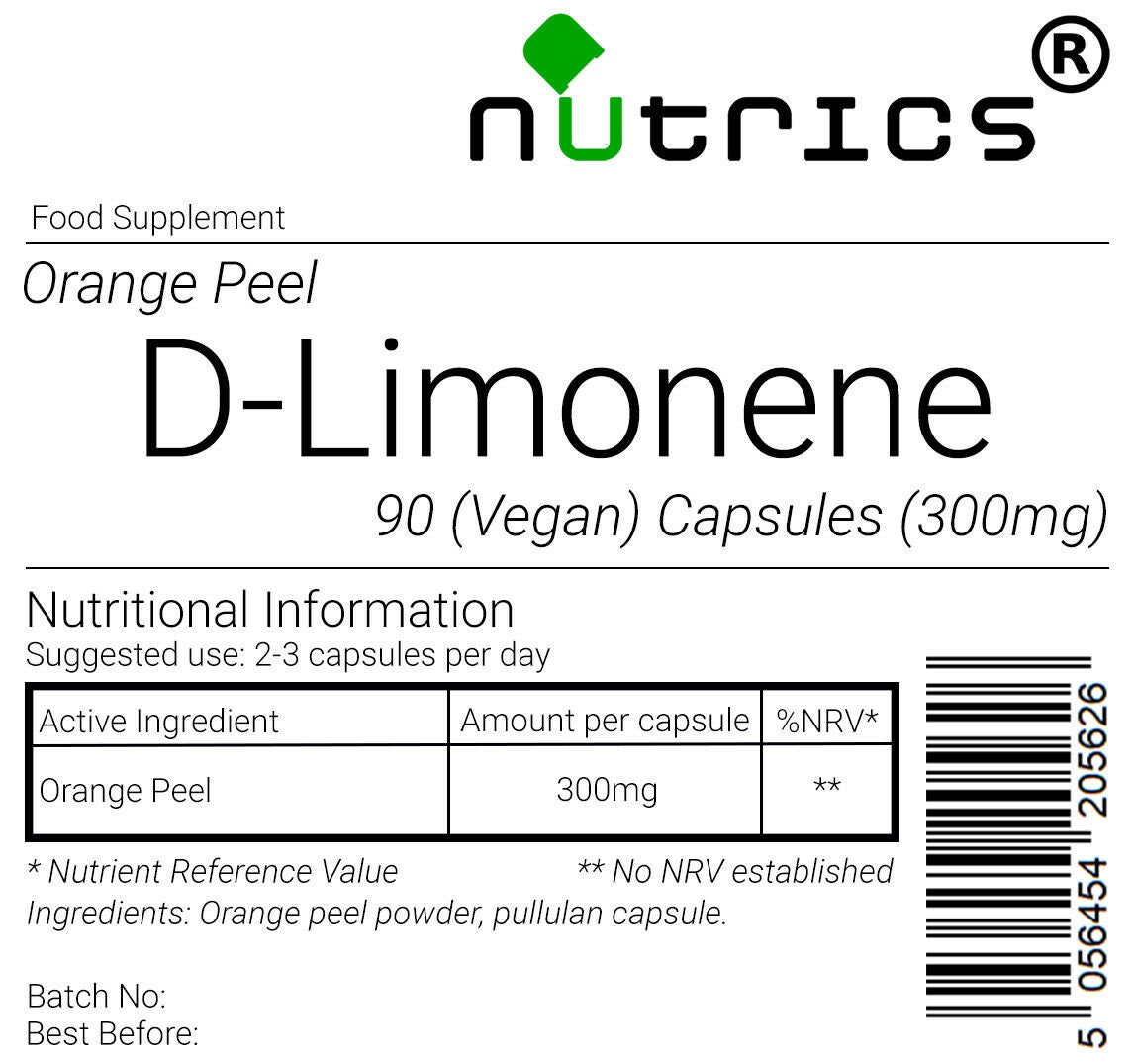 Nutrics® D LIMONENE 300mg X 90 Vegan Capsules 100% Pure Orange Peel - Etsy