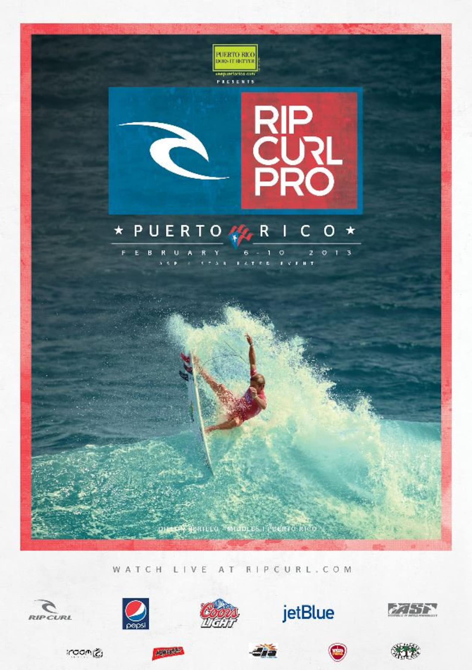 2013 RIP CURL PRO Puerto Rico Surfing Competition Print Digital ...