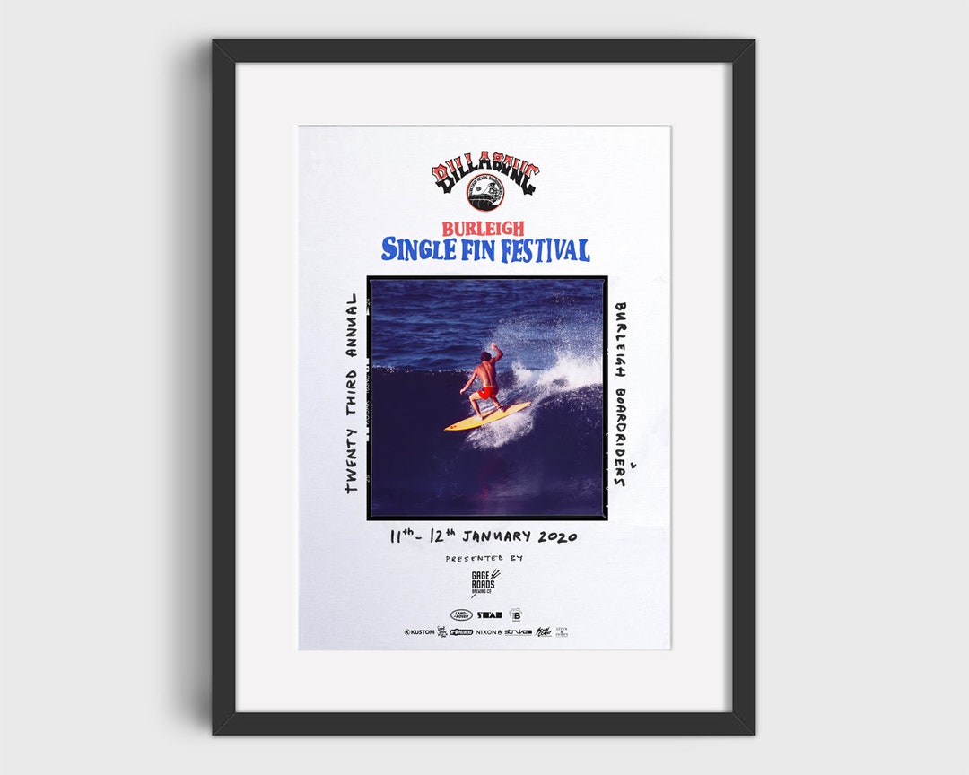 2020 Billabong Burleigh Single Fin Festival Surfing Print – Retro Beach ...