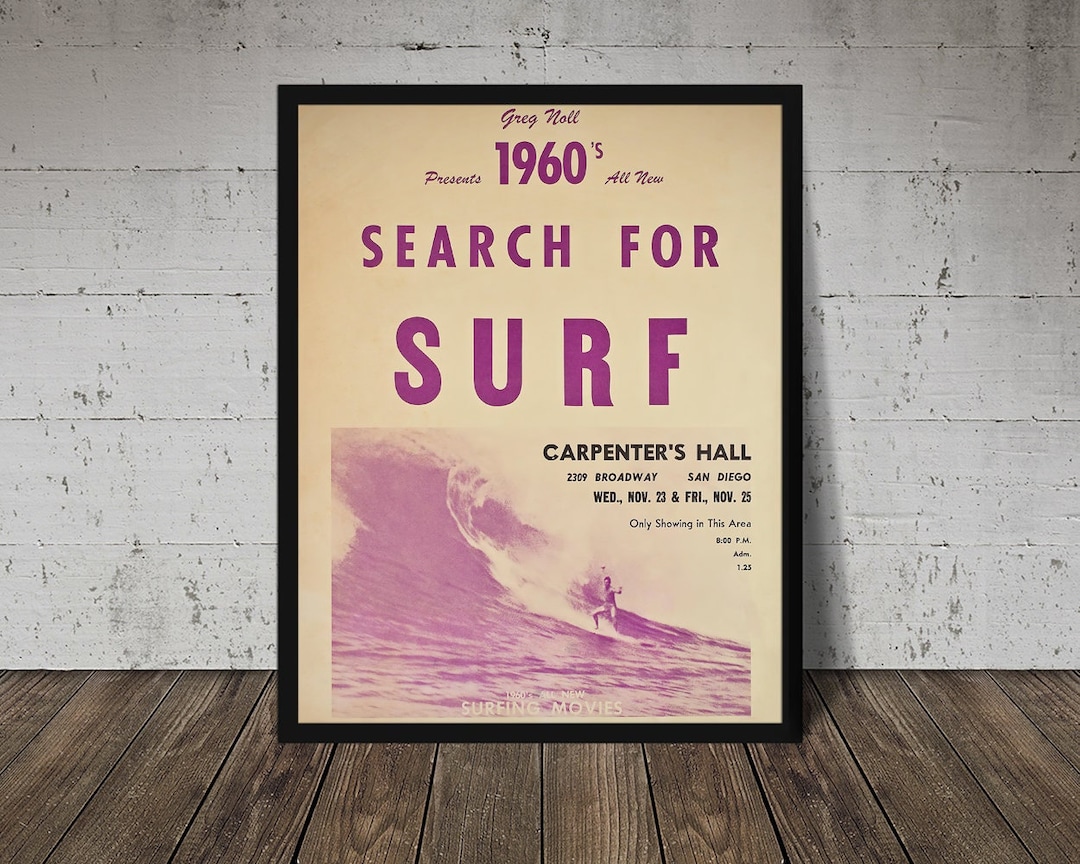 1960's SEARCH FOR SURF - Vintage Surfing Poster, Retro Surf Poster ...