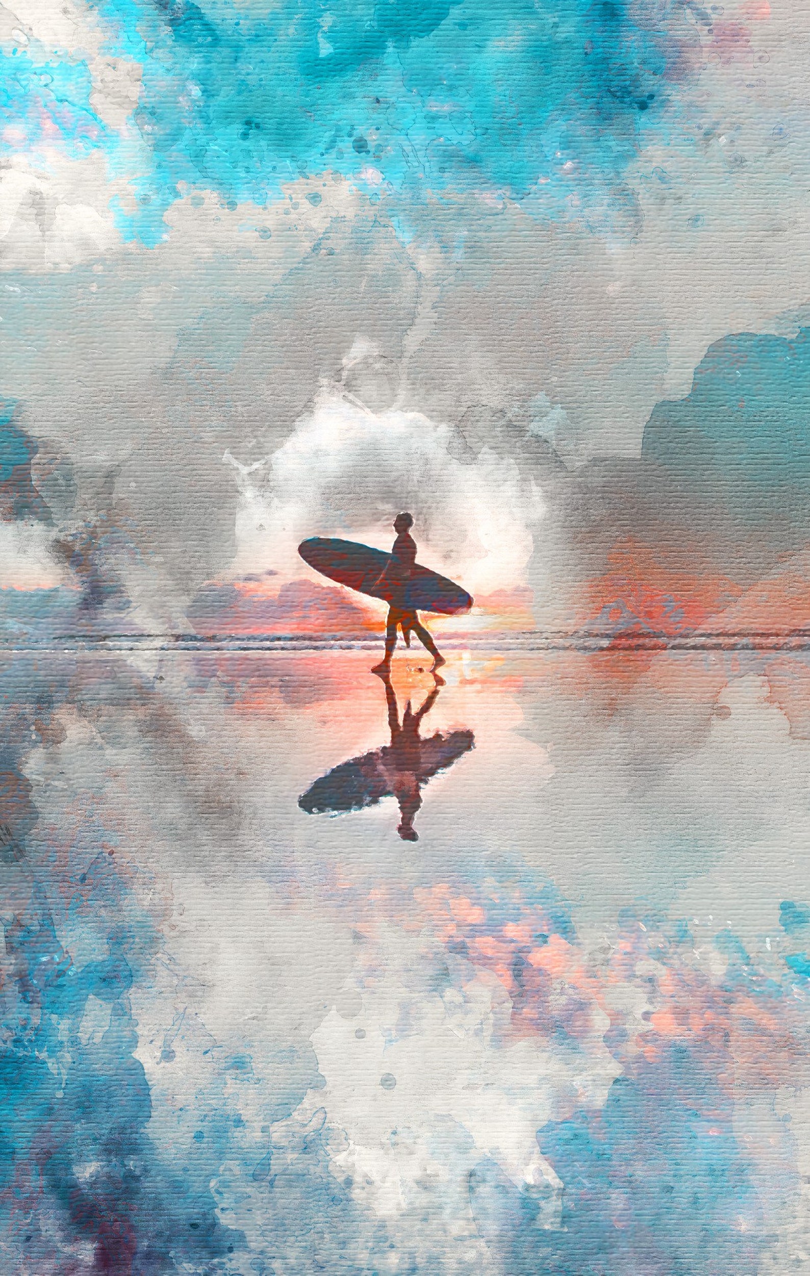 SURFER Watercolor Painting - Digital Download, Printable Art, Vintage ...