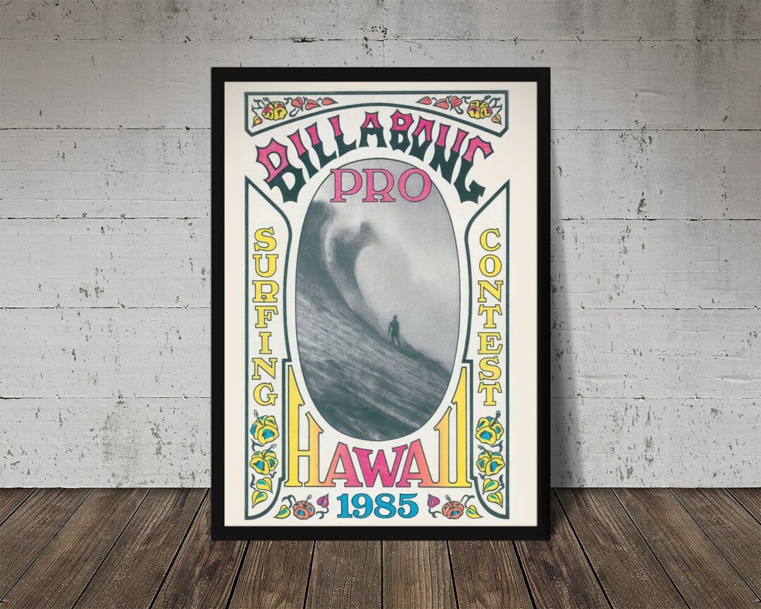 1985 BILLABONG PRO Surfing Competition Poster - Vintage Surfing Poster, Retro Surf Poster, Beach ...