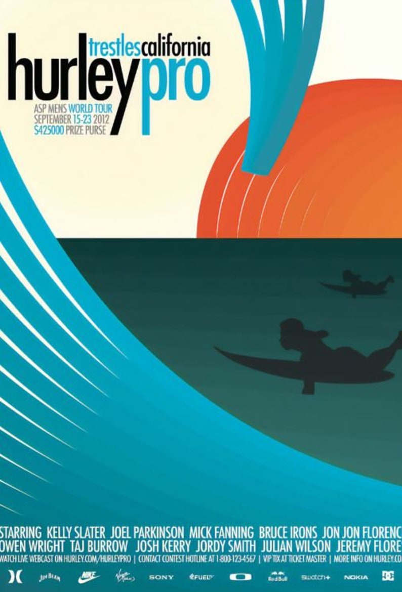 2012 HURLEY PRO TRESTLES Surf Competition Print - Surfing Poster - Etsy