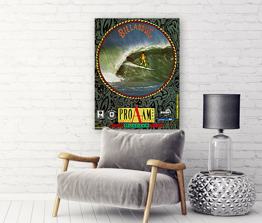 1990 Billabong Pro Am Surfing Competition Print – Vintage Retro Surf ...