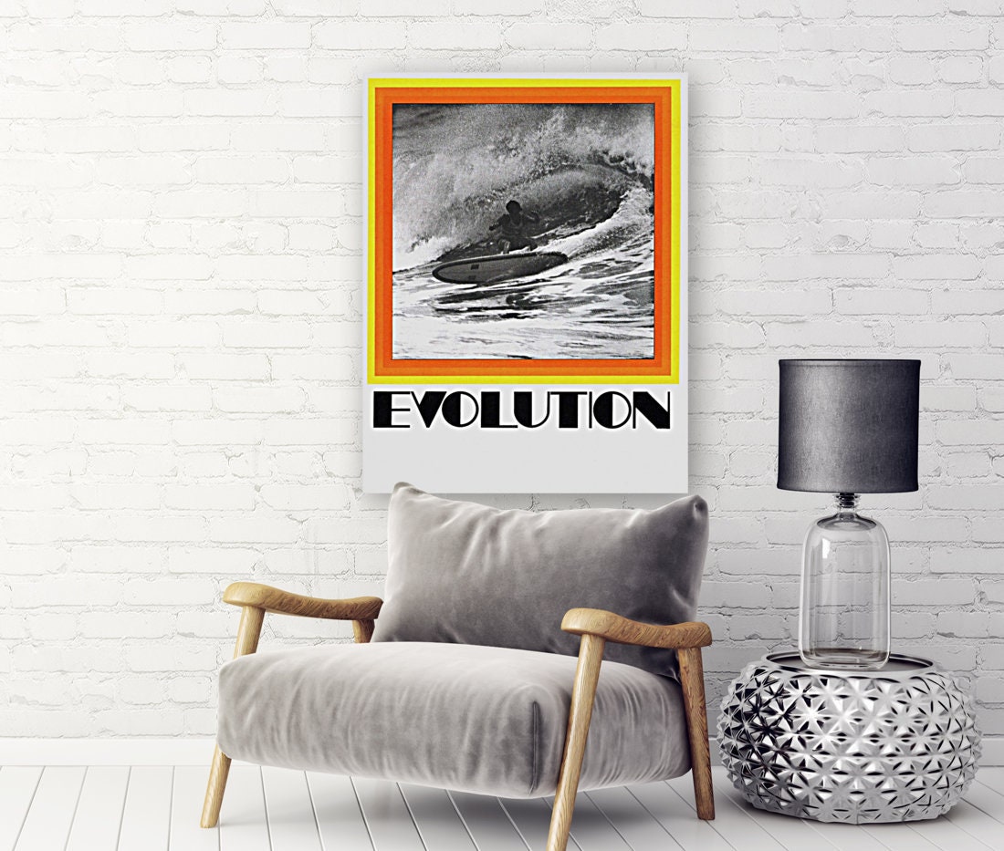Vintage EVOLUTION SURFING Poster - Surfing Print - Etsy