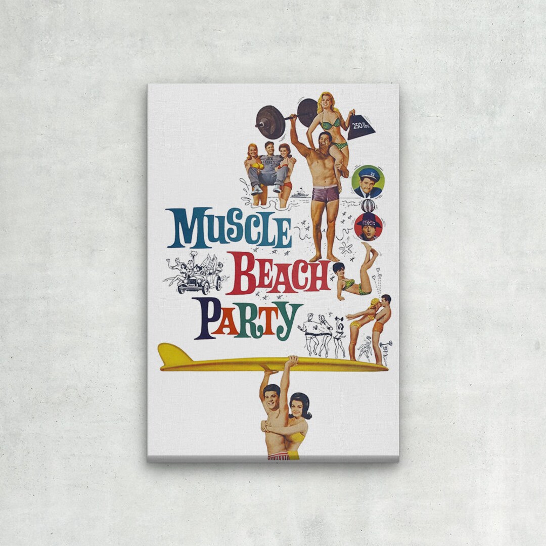 WRAPPED CANVAS - 1964 Muscle Beach Party Surf Movie Poster - Vintage ...