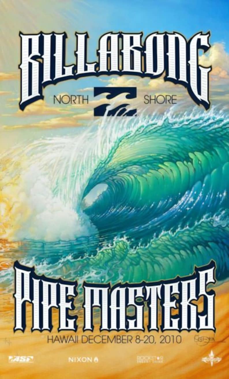 2010 BILLABONG PIPE MASTERS Surfing Competition Print - Digital Download, Printable Art, Vintage ...