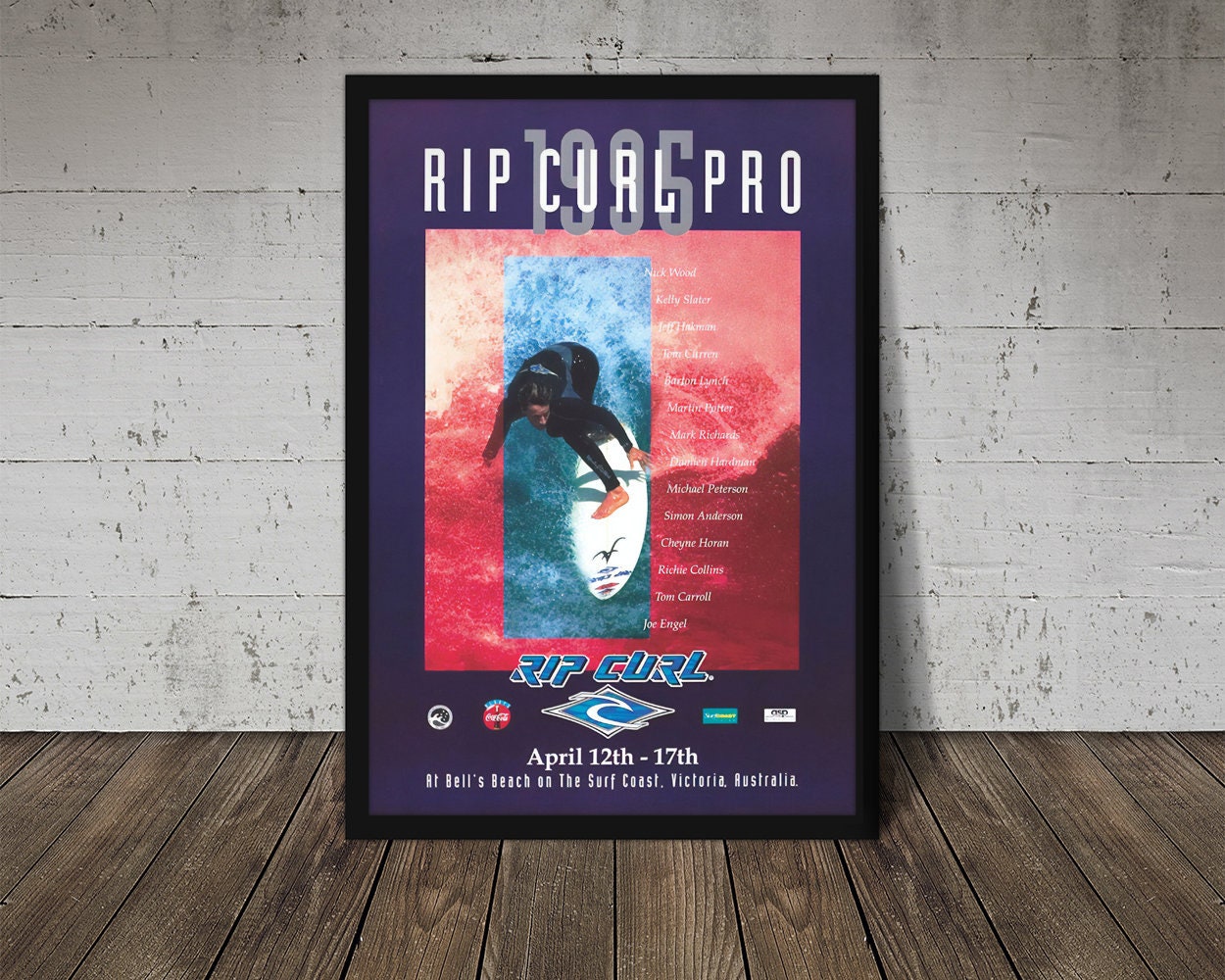 1995 RIP CURL PRO Bell's Beach Surfing Competition Print Vintage ...