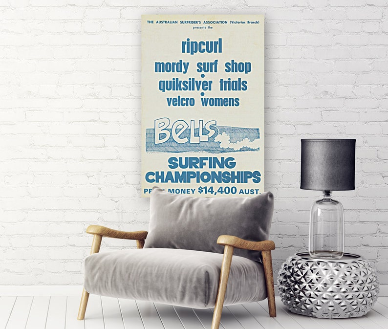 1977 Rip Curl Bells Surfing Championship Print - Vintage Surf Poster ...