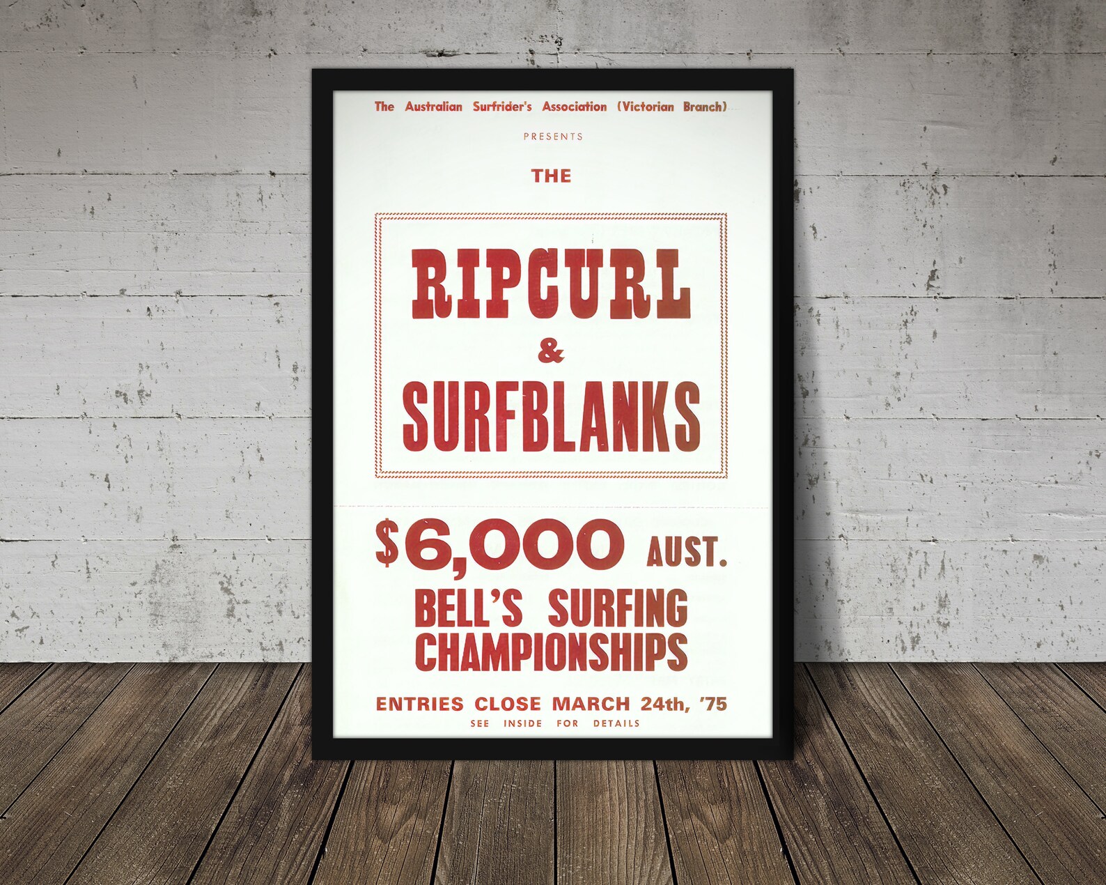 1975 Rip Curl Bell's Surfing Competition Print – Vintage Surf Poster ...