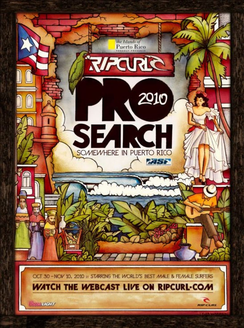 2010 RIP CURL PRO Bell's Beach Surfing Competition Print Surfing Poster ...