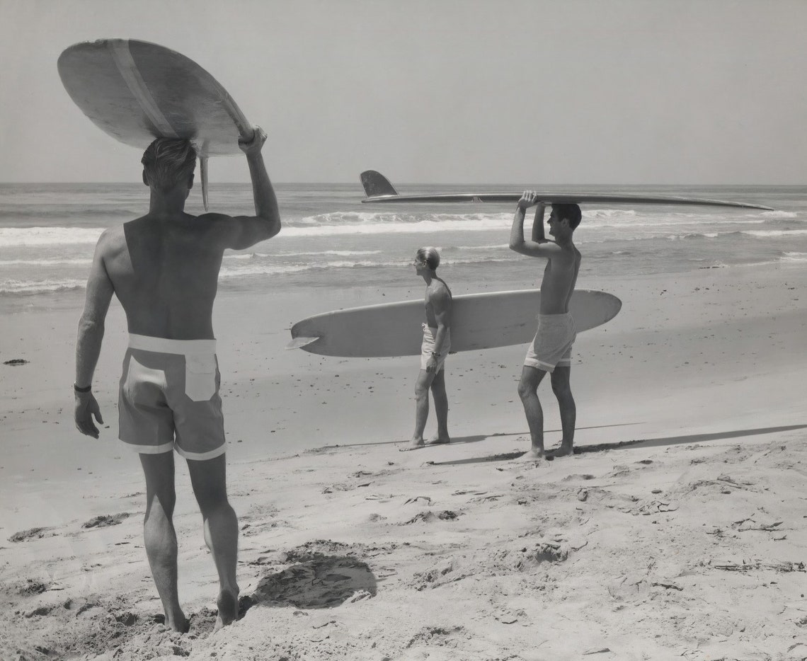 VINTAGE SURFING Photo Digital Download, Printable Art, Black & White ...