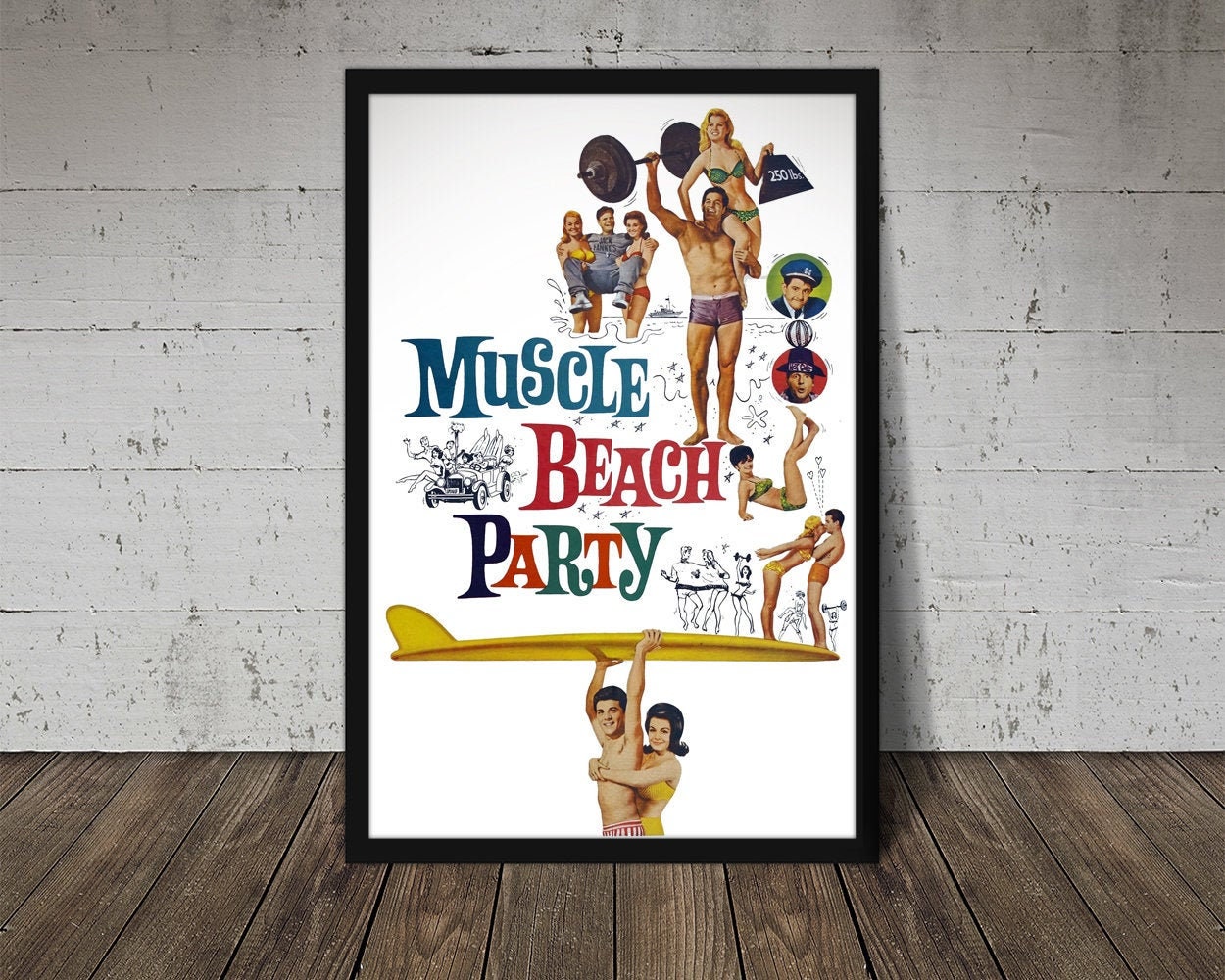1964 Muscle Beach Party Surf Movie Poster – Retro Beach Decor Print - Etsy