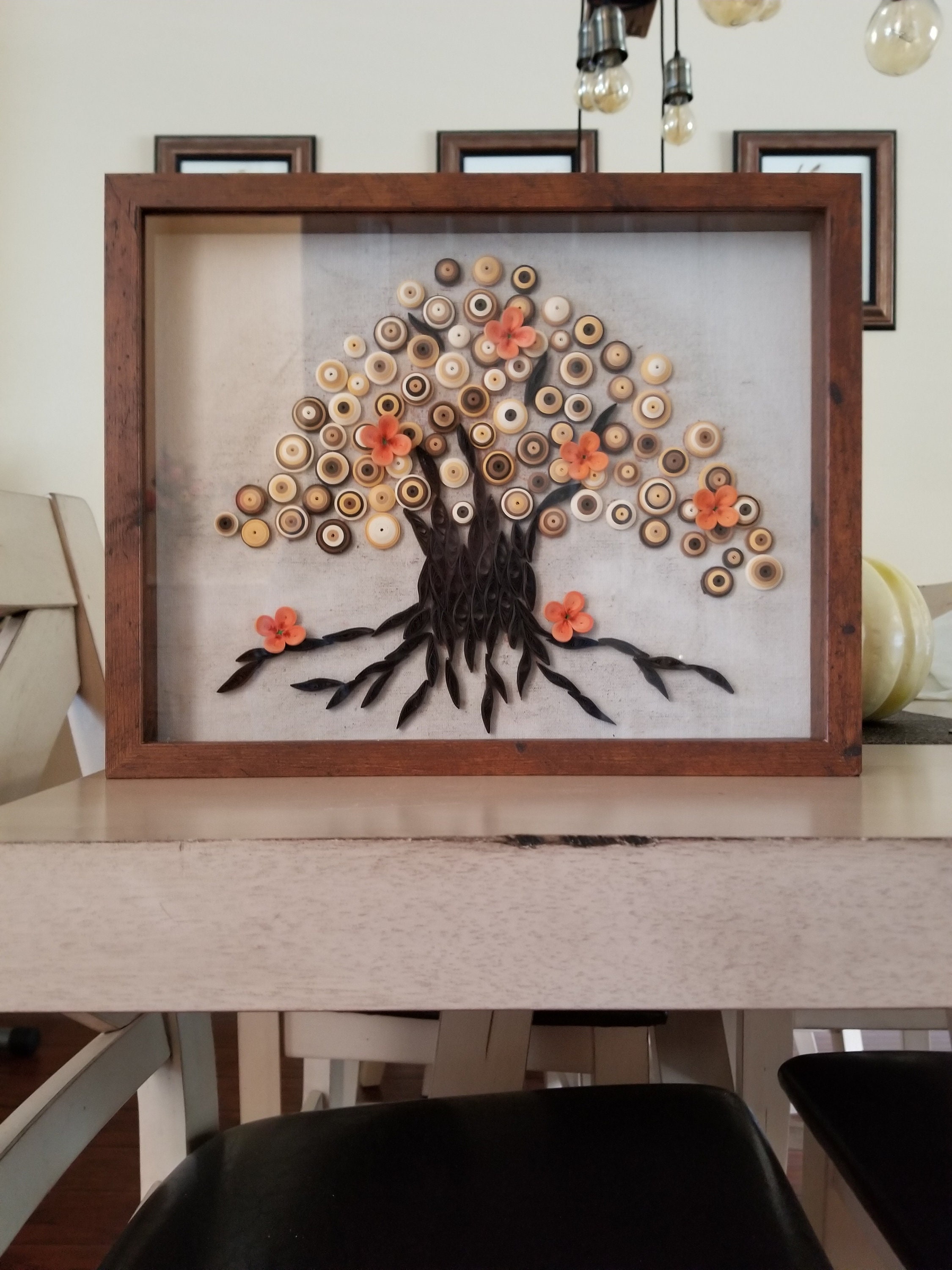 Quilling Art - Tree Brown and Orange - Wall Art - Paper - Wall Hanging ...