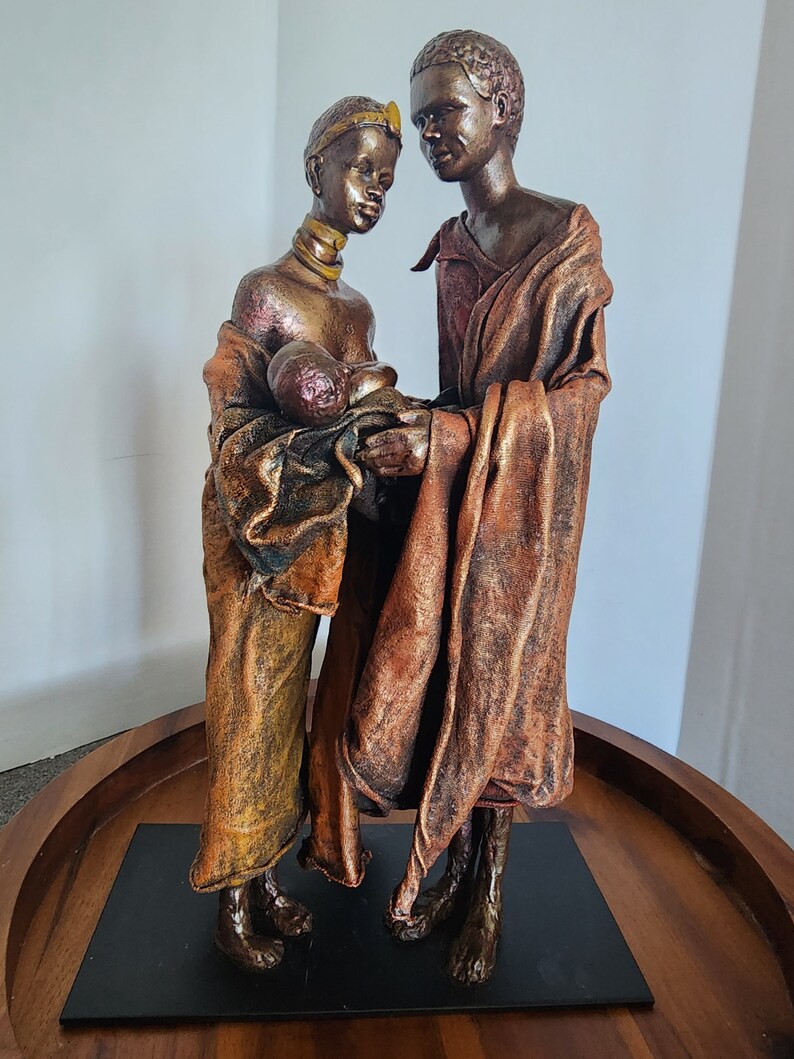 Mixed Media - Powertex - Maasai Family With Baby - Figurine - Sculpture ...