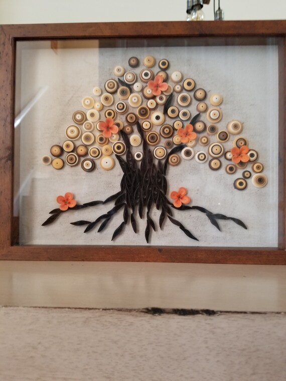 Quilling Art Tree Brown and Orange Wall Art Paper Wall | Etsy