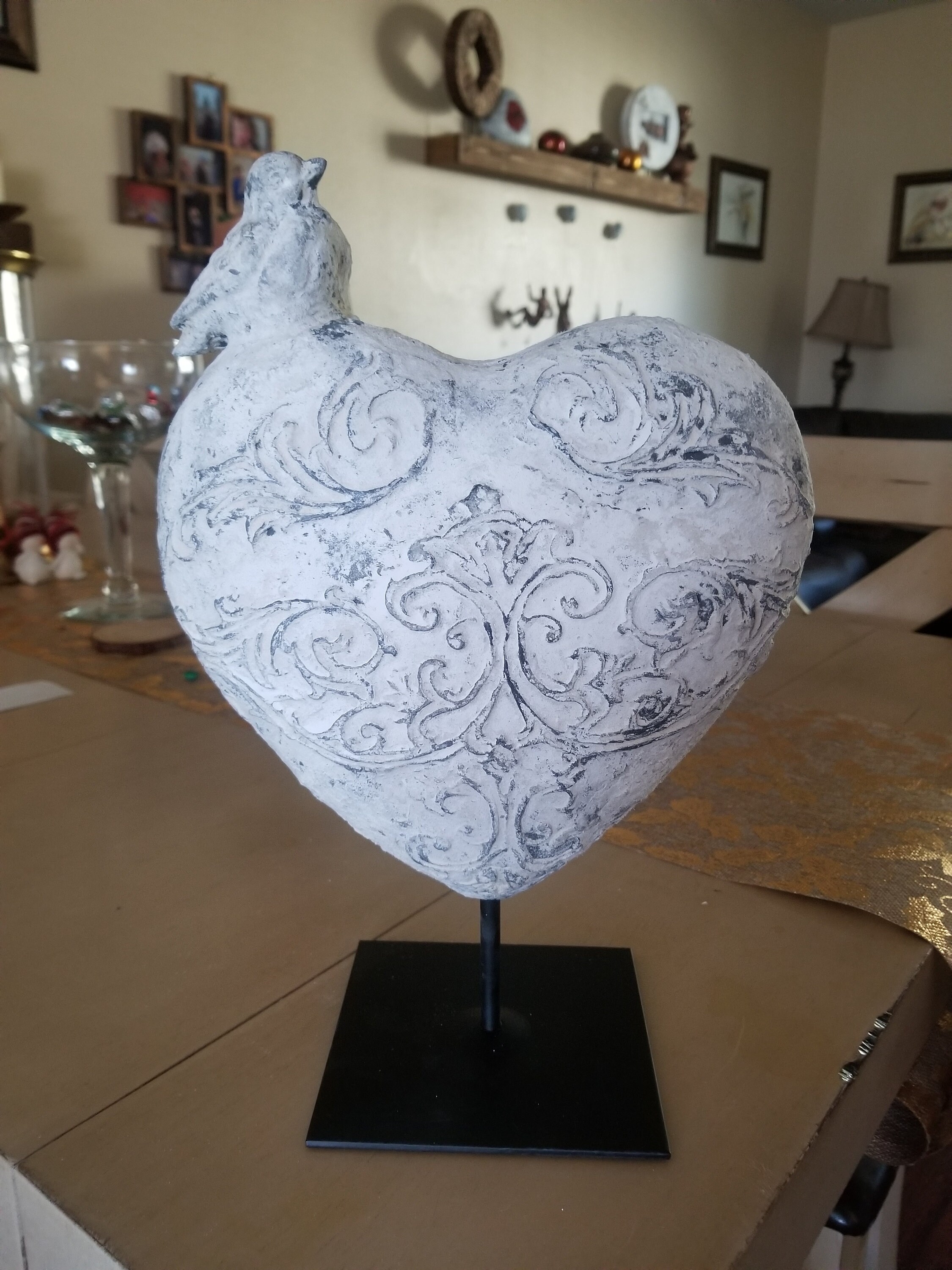 Mixed Media Art Powertex Heart With Bird Stone Art - Etsy UK