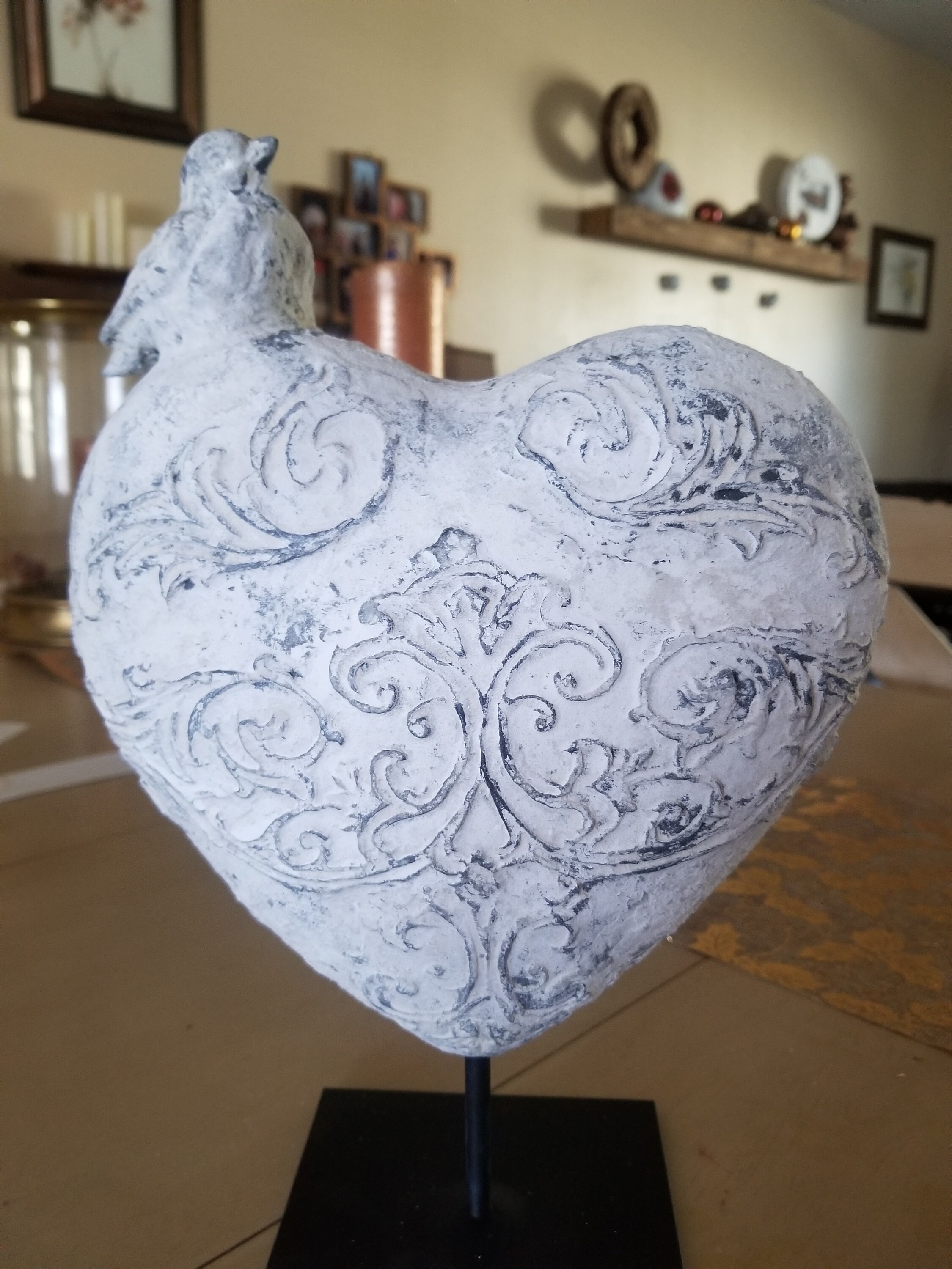 Mixed Media Art - Powertex - Heart With Bird - Stone Art -rustic Home ...