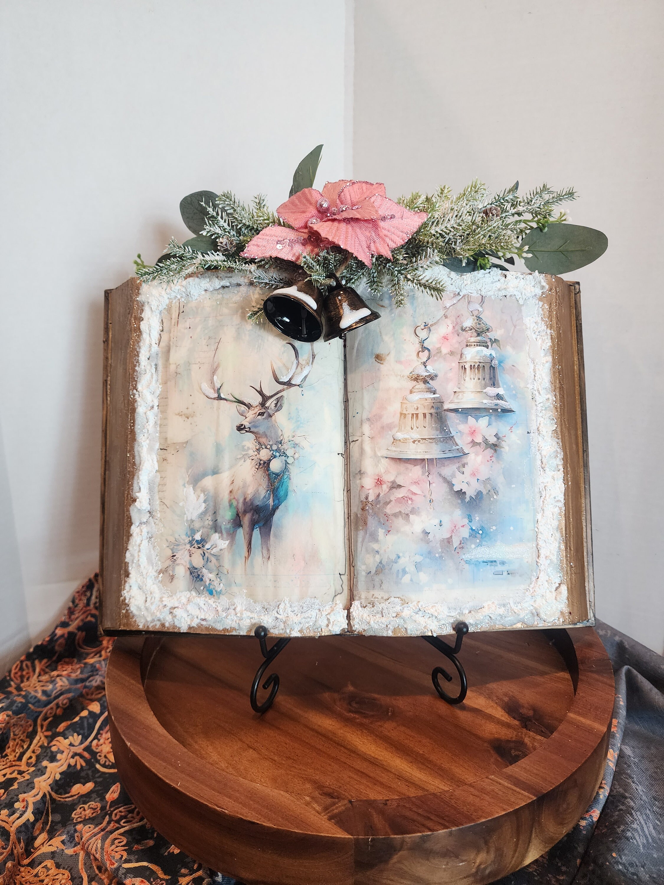 Decoupage Book Vintage Christmas Book Book Decoration Table Top Baroque ...