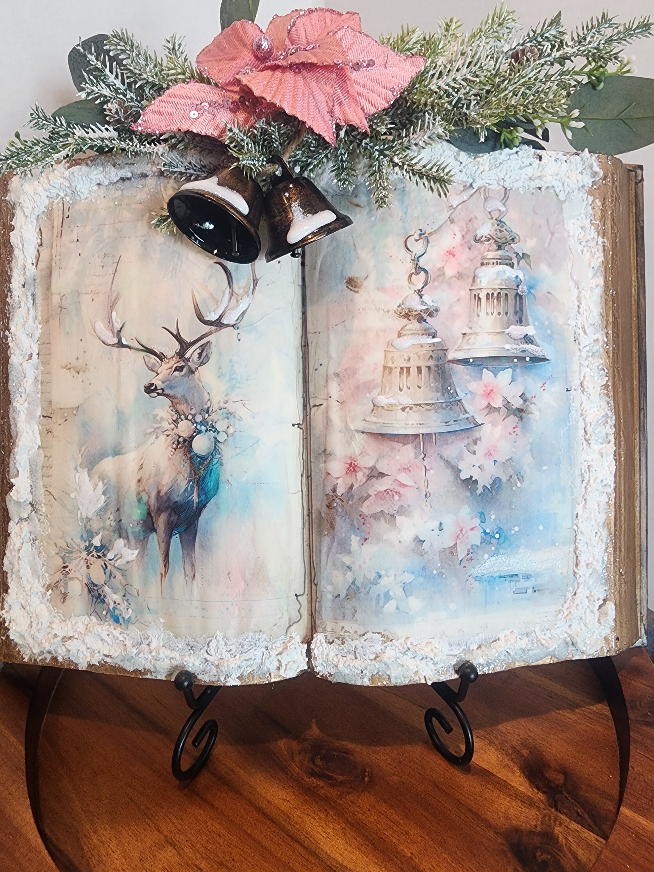 Decoupage Book Vintage Christmas Book Book Decoration Table Top Baroque ...