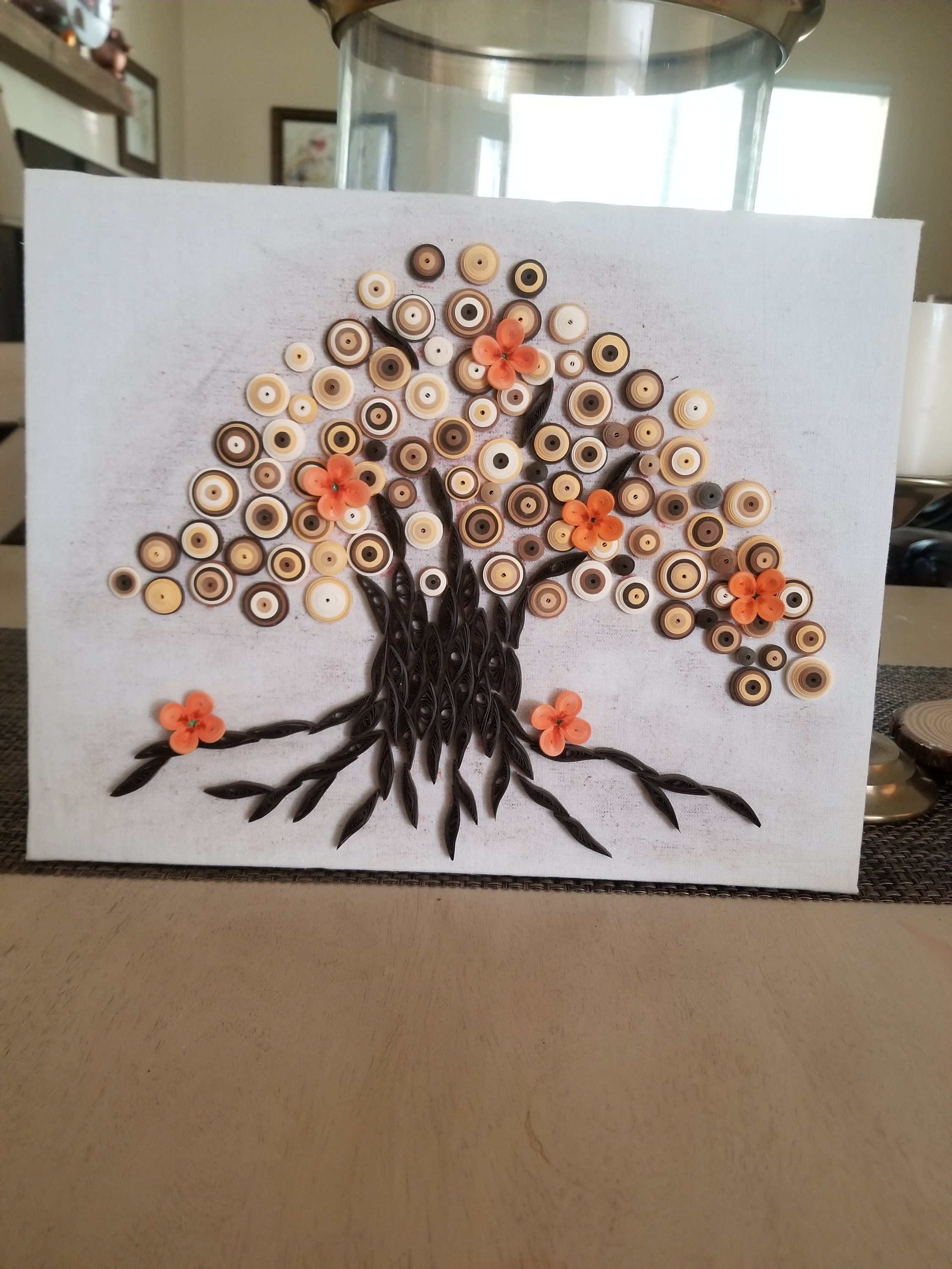 Quilling Art - Tree Brown and Orange - Wall Art - Paper - Wall Hanging ...