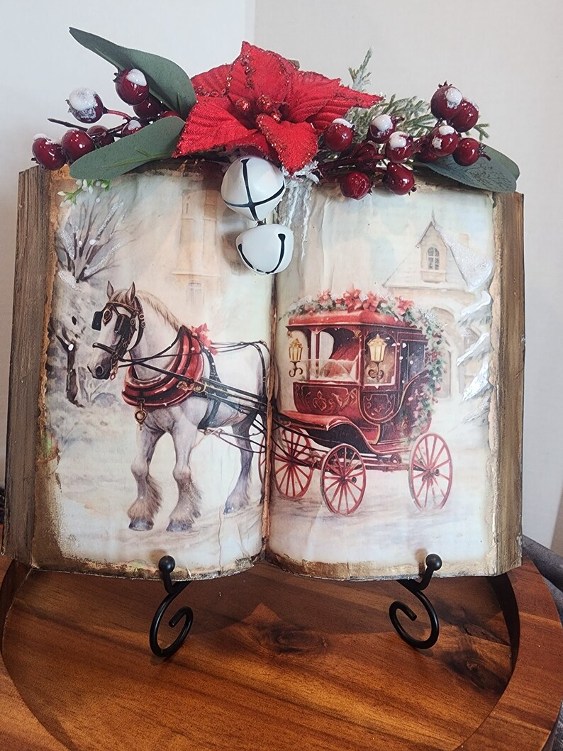 Decoupage Book Vintage Christmas Book Decoration Table Top Baroque ...