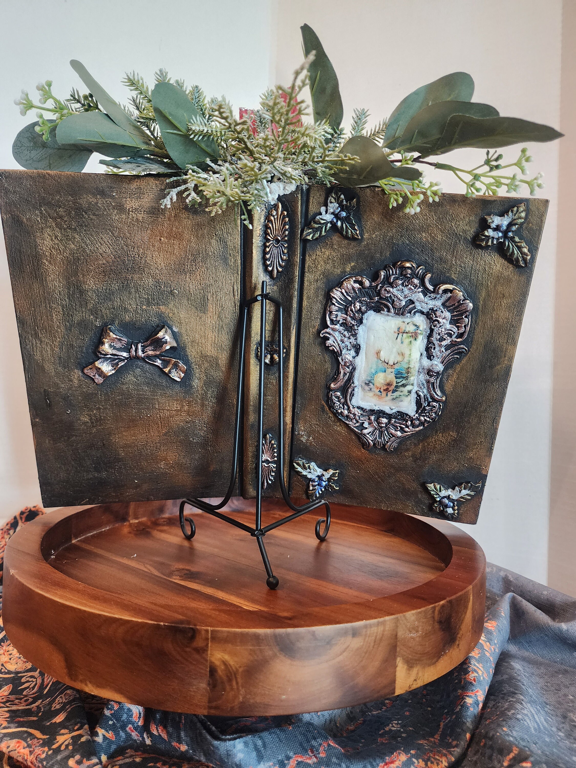 Decoupage Book Vintage Christmas Book Book Decoration Table Top Baroque ...