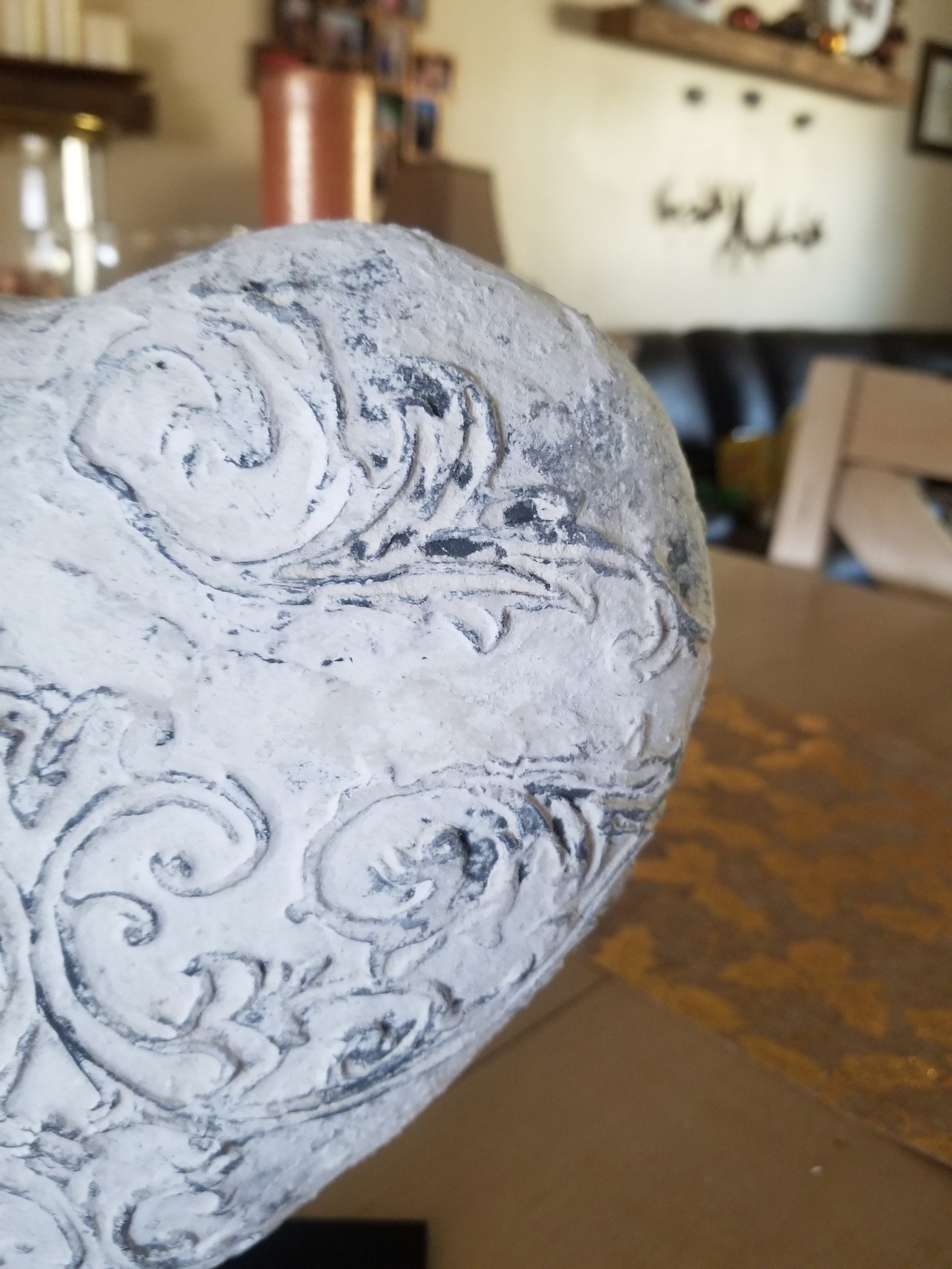 Mixed Media Art Powertex Heart With Bird Stone Art rustic Home Decor ...