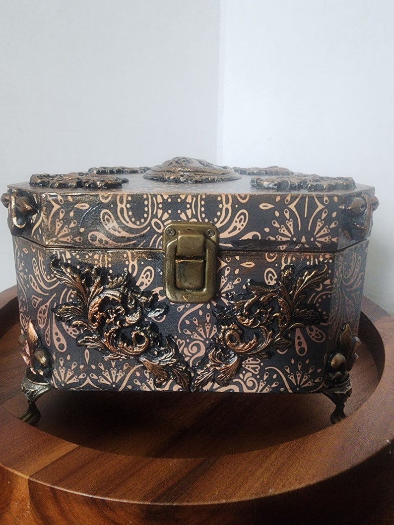 Decoupage Box With Ornaments - Vintage Decoration - Table Top - Baroque ...