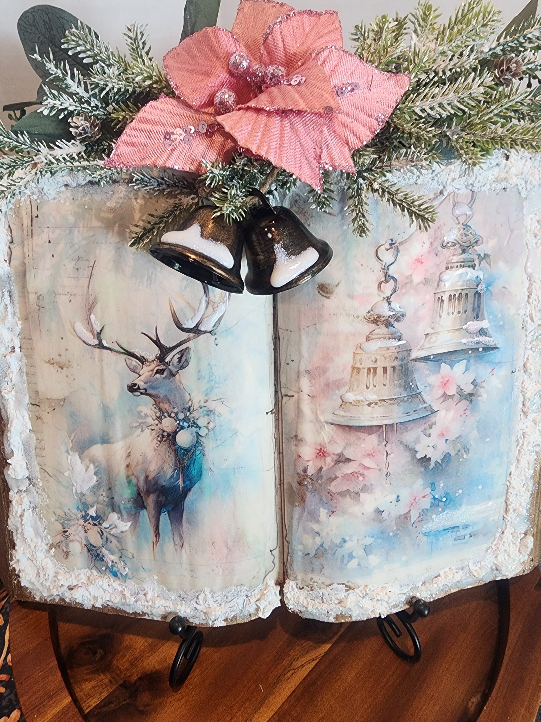 Decoupage Book Vintage Christmas Book Book Decoration Table Top Baroque ...