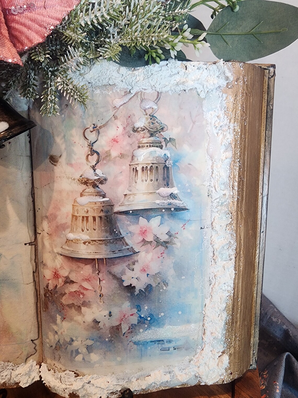 Decoupage Book Vintage Christmas Book Book Decoration Table Top Baroque ...