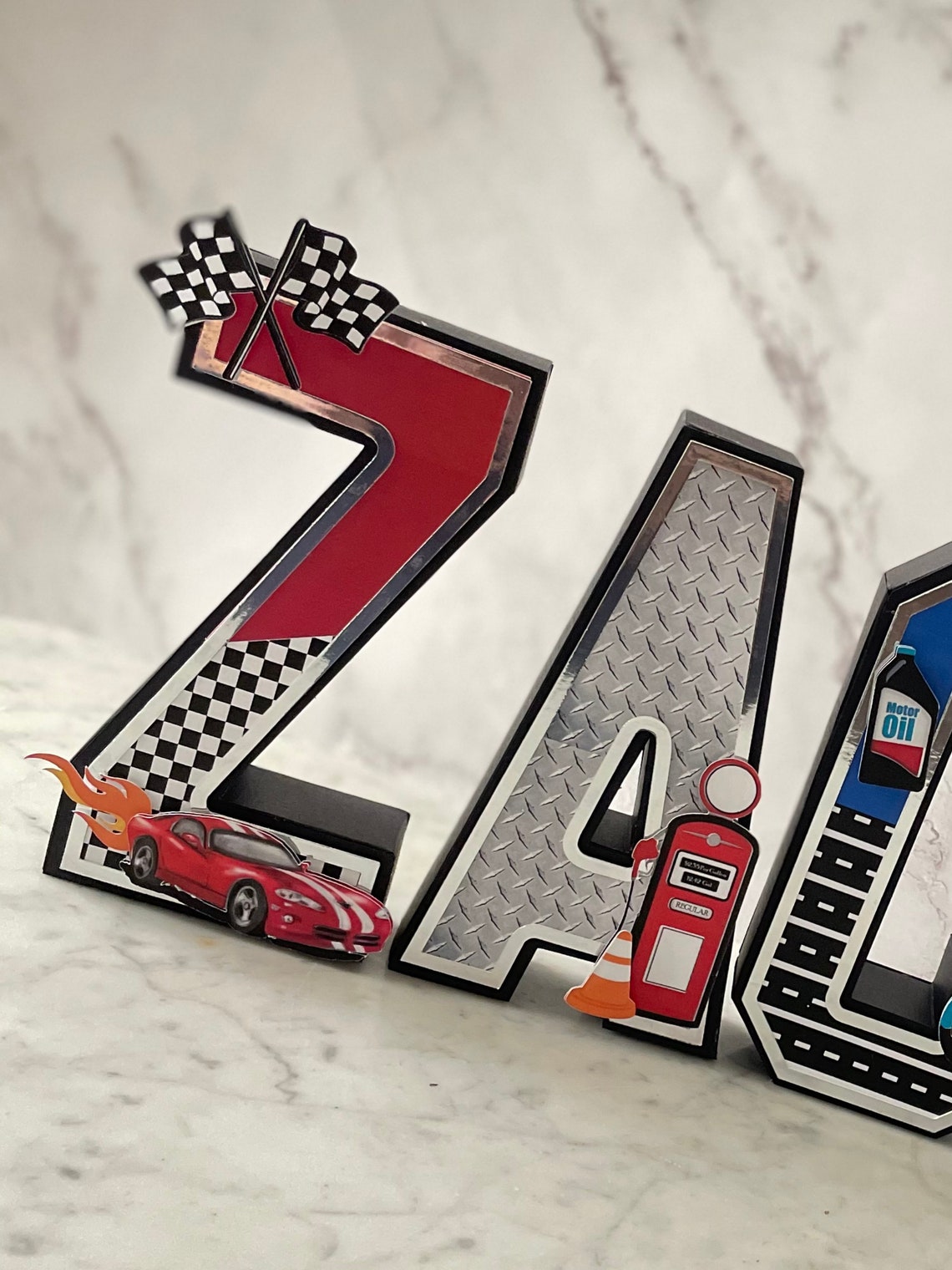 Race Car 3D Letters 7 Made of Quality Cardstock Made - Etsy