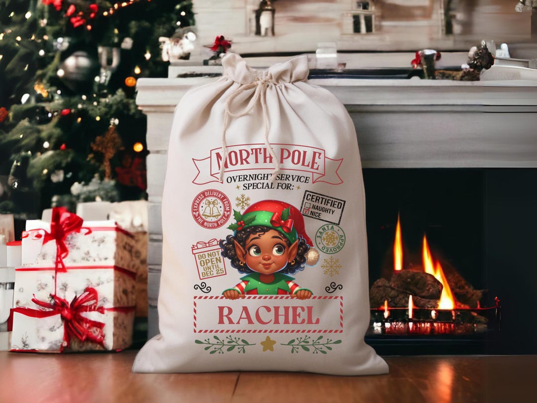 Personalized Girl Elf Bag, Personalized Santa Sack, Christmas Gift Bag ...