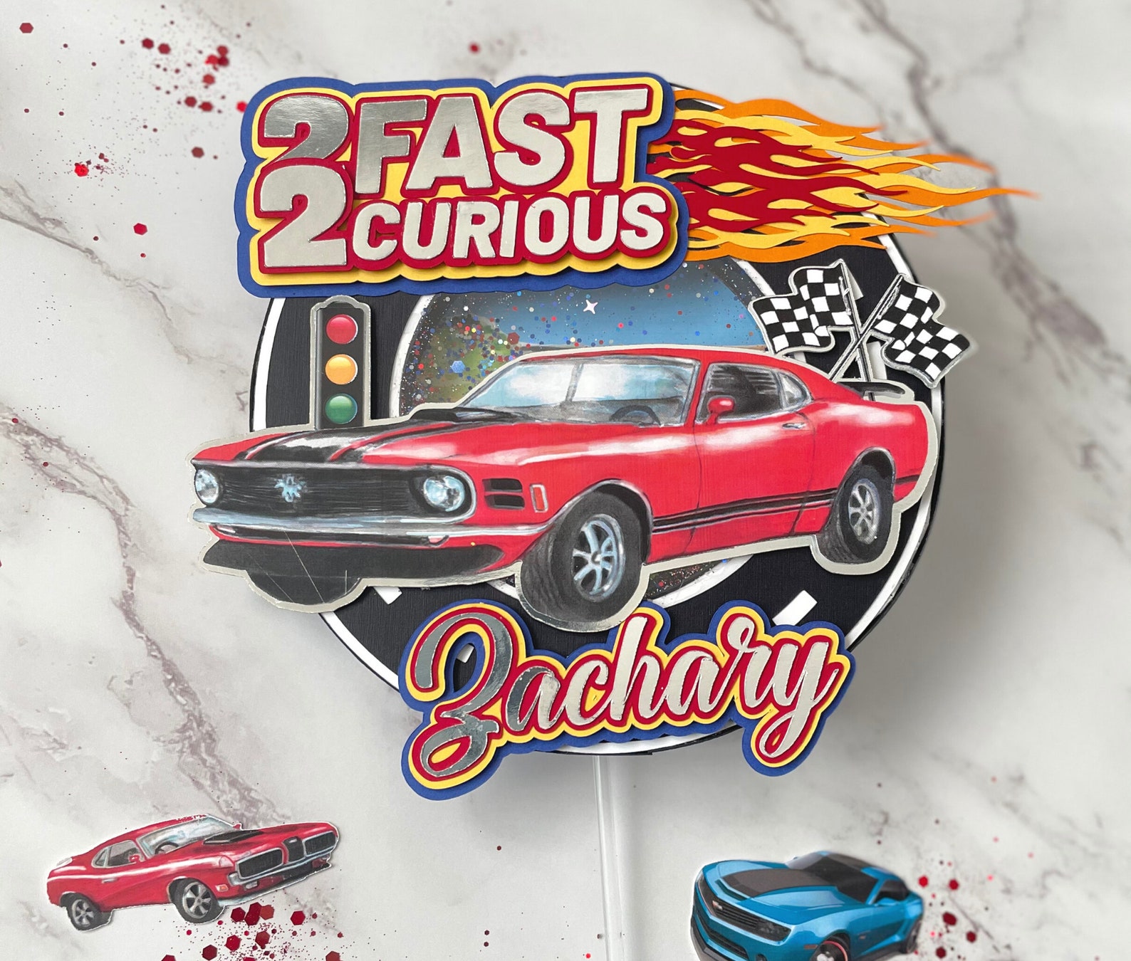 TWO FAST CAKE Topper, With Lights, Two Fast, Two Curious Cake Topper ...