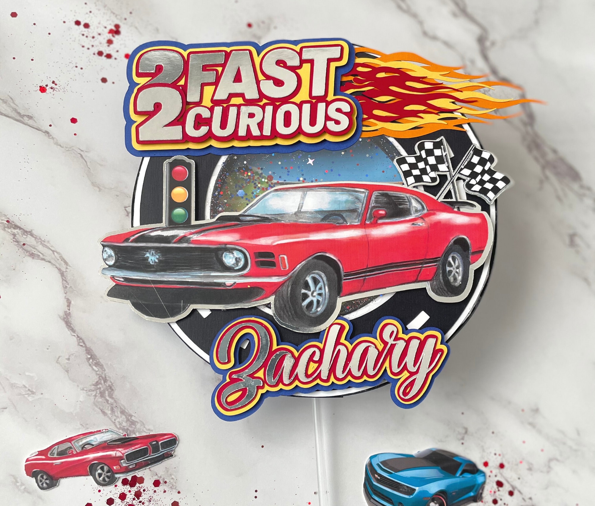 TWO FAST CAKE Topper, With Lights, Two Fast, Two Curious Cake Topper ...