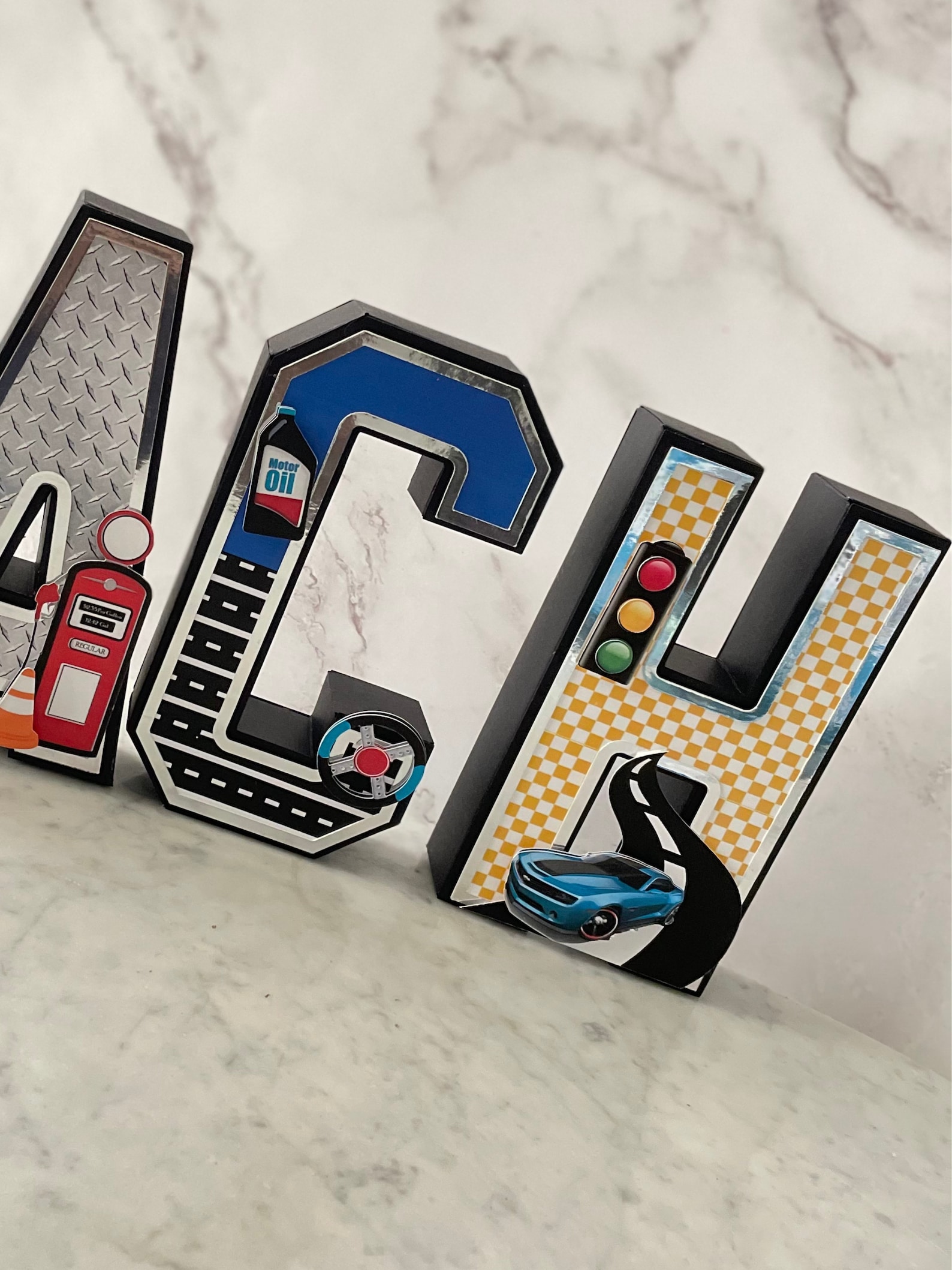 Race Car 3D Letters 7 Made of Quality Cardstock Made - Etsy