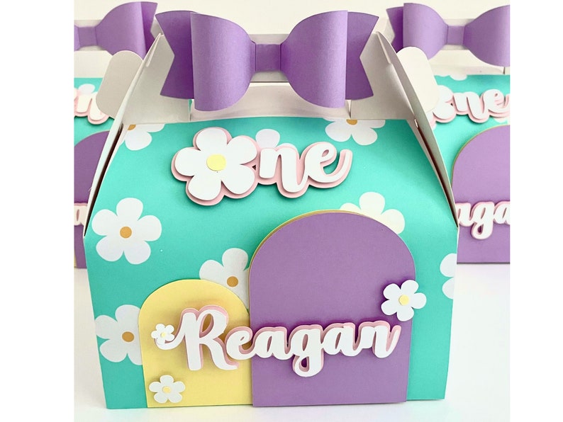 Groovy Floral Peace Personalized Goodie Box, Boho Gable Birthday Favor ...